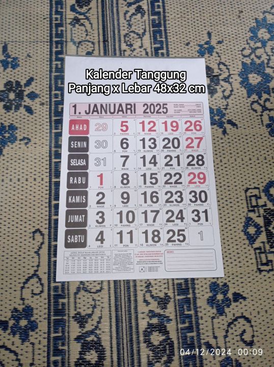 Kalender Almanak Dinding Tanggung Th 2025 Panjang x Lebar 48x32cm ...