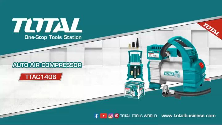 TOTAL TTAC1406 Auto Air Compressor 140 PSI 12V Micro Car Motorcycle ...