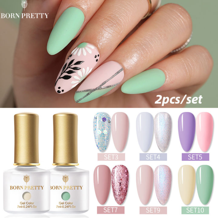 Sinh Ra Khá 2 cái/bộ 10Ml sơn móng tay UV Bộ đánh bóng Vẽ Sơn Ngâm Tắt ...