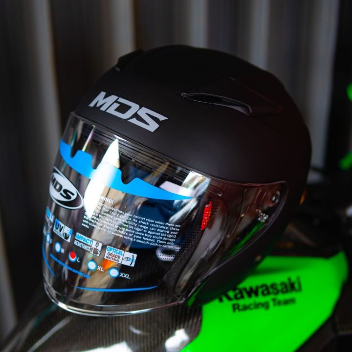 HELM MDS VOLTUS SOLID BLACK DOFF HALFFACE INTERCOM READY | Lazada Indonesia