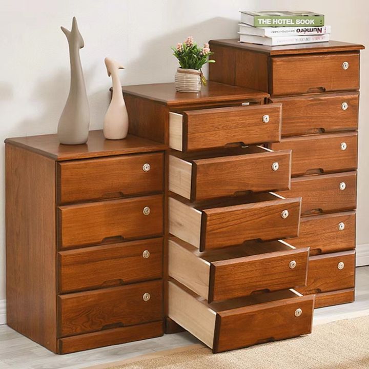 Solid Wood Chest of Drawers with Lock Drawer 50cm Clothes Closet ...