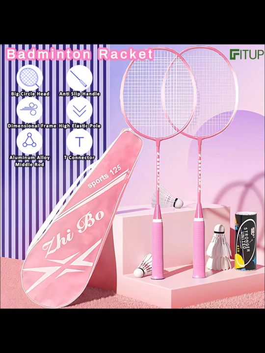 【Free Badminton】2PCS Badminton Racket Set Outdoor Alloy Badminton ...