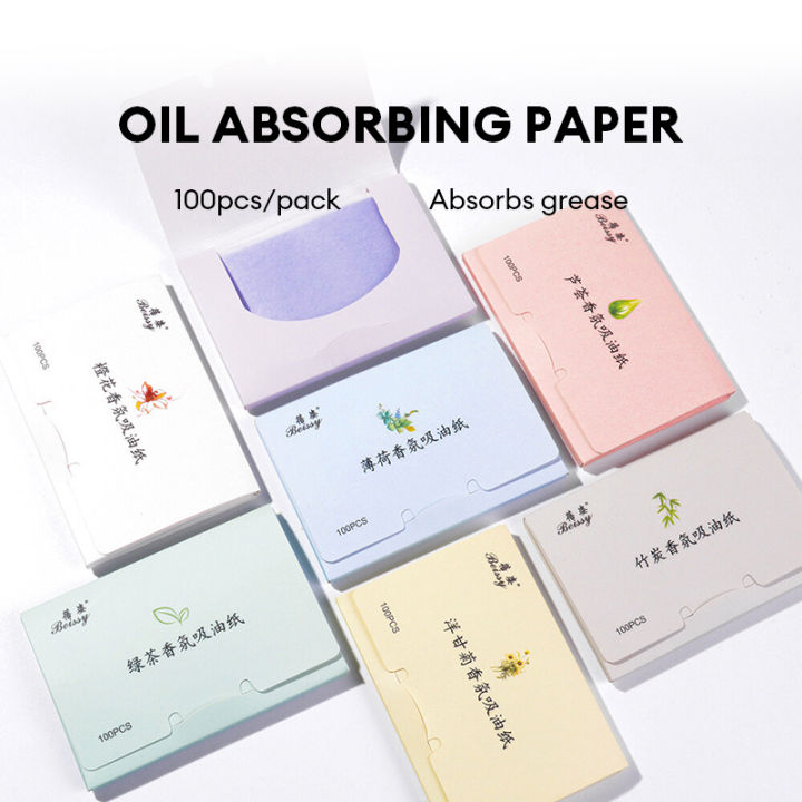 100Pcs Portable Oil Blotting Tissues Multi-Flavor Face Oil Absorbing ...