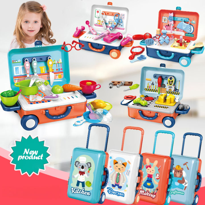 Kmoist ของเล่นจำลองสำหรับเด็ก,เพลย์เฮาส์ของใช้บนโต๊ะอาหารเครื่องใช้ในครัวของใช้ในครัวชุดกระเป๋า ...
