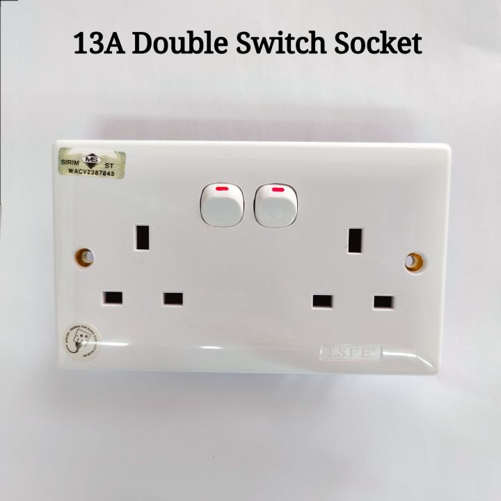 13Amp Double Switch Socket Outlet 2 point socket | Lazada
