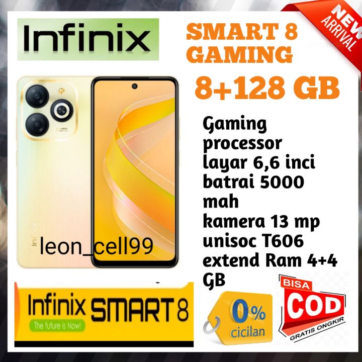 Infinix Smart 8 GAMING Ram 8+128 GB layar 6.6 in HD+ - 5000mAh garansi ...