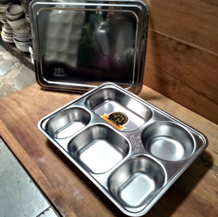 SUS 304 Food Tray / Mesh / Mess Tray / Plato / Tempat Makan Sekat 5 ...