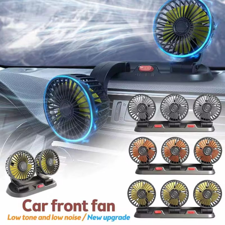 EKLEVA Car Fan 360° Adjustable 3 Head Air Fan USB/12V/24V Automotive ...