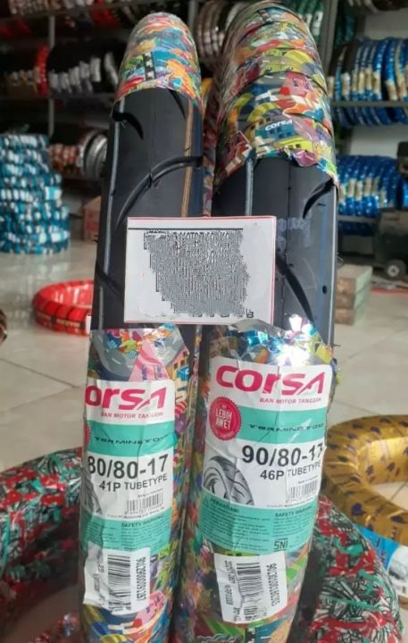 BAN CORSA TERMINATOR RING 17 UKURAN 80/80 + 90/80 DEPAN BELAKANG ...