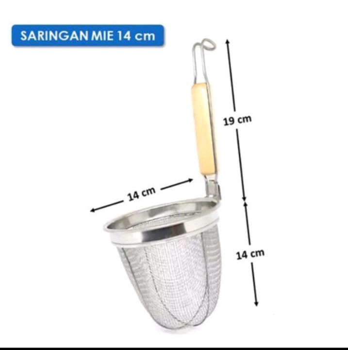 SARINGAN MIE KOCOK STAINLESS TEBAL GAGANG KAYU PREMIUM / SEROK MIE AYAM ...