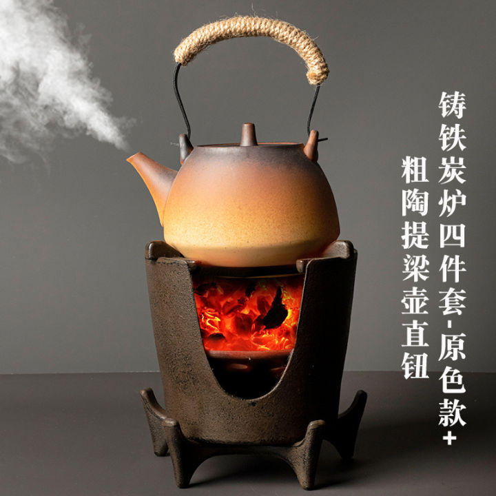 Large Cast Iron Tea-Boiling Stove Charcoal Stove Japanese Iron Pot Oven ...
