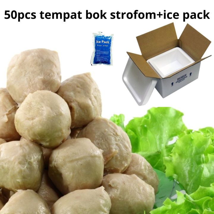 Bakso sapi super 100%murni daging sapi 5pcs/50pcs free tempat strofom ...