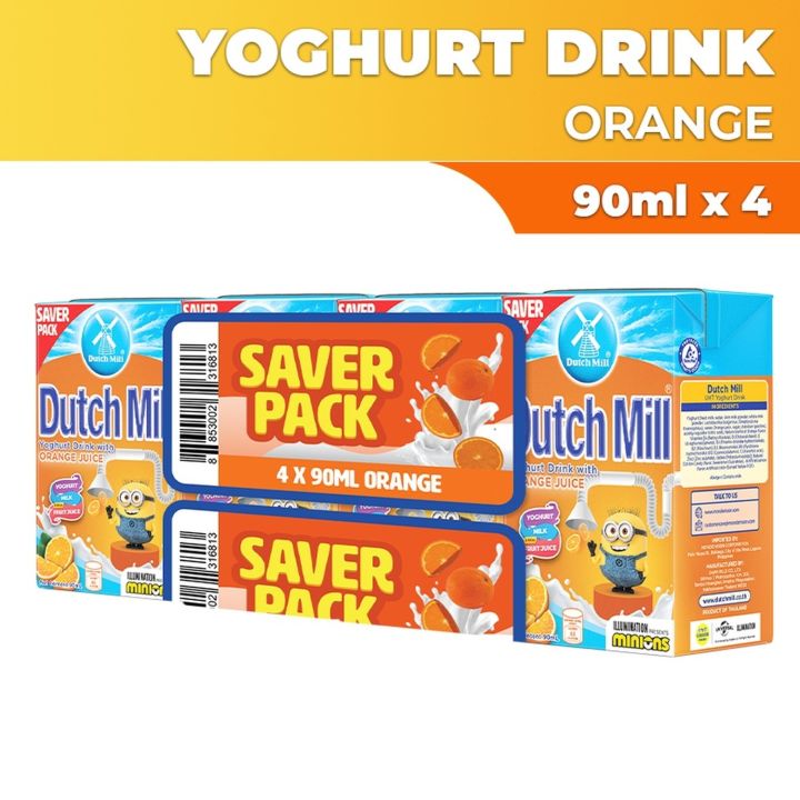 Dutch Mill UHT Yoghurt Drink Orange Saverspack 90ml x 4 brick | Lazada PH