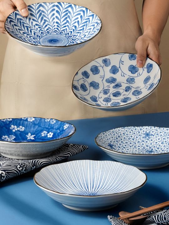 High-End Ceramic Plate Japanese Style Underglaze Color Miyazu Burn ...
