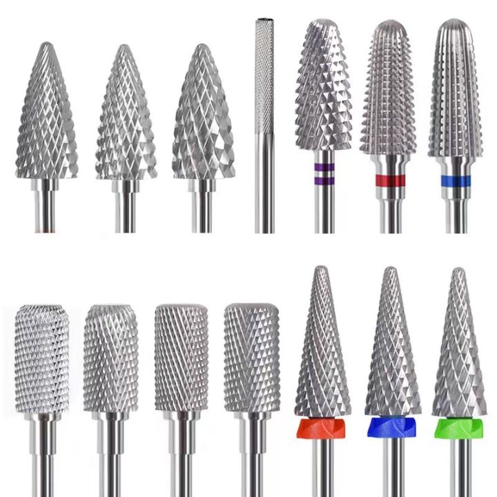 Manicure Tungsten Steel Grinding Head Flat Head Conical Tornado Jagged ...