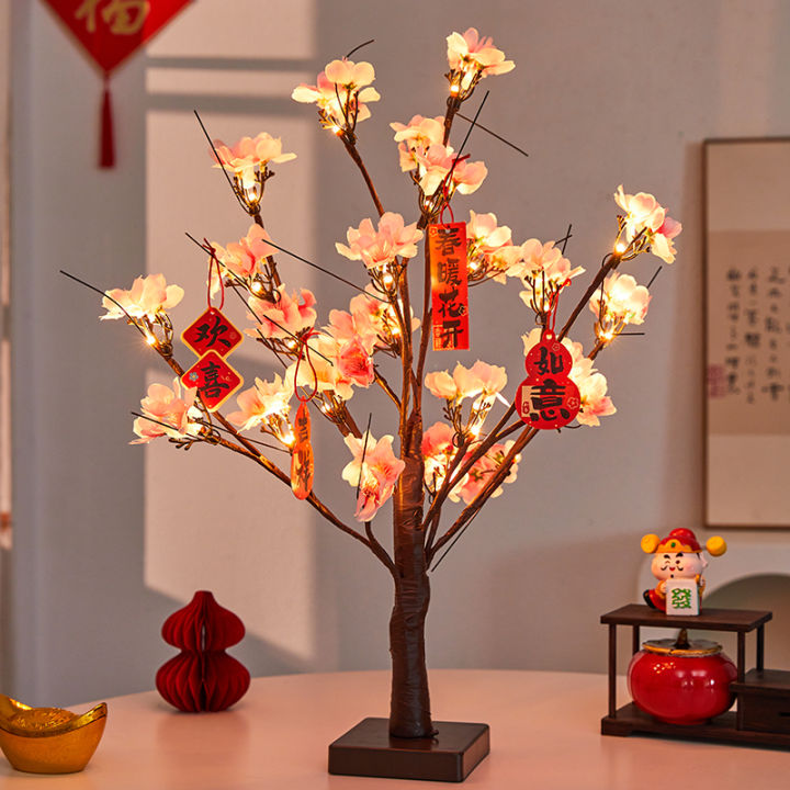 Luminous Peach Blossom Tree New Year Spring Festival Decoration Counter ...