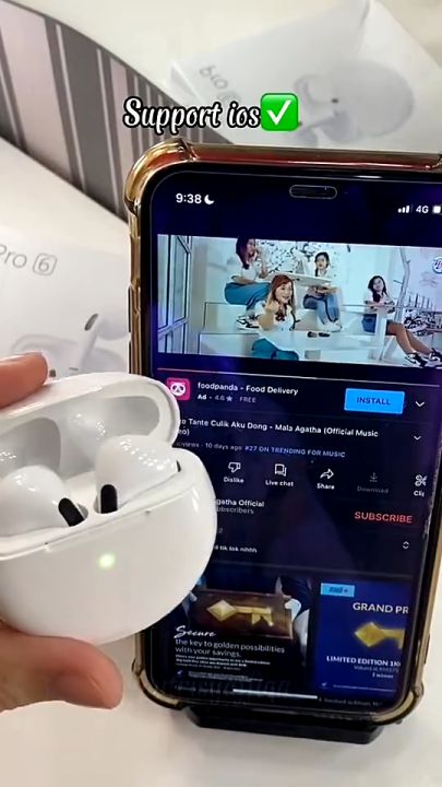 LAZM Portable Wireless Bluetooth TWS PRO 6 Earphone With Touch Control ...