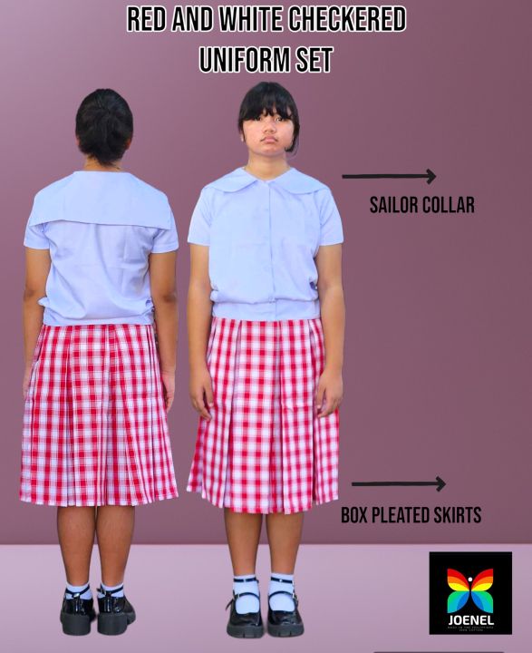 joenel school uniform sailor collar Peachtwill palda chekered red ...