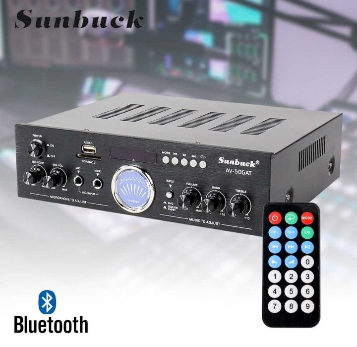 Audio Bluetooth Amplifier Booster HiFi Stereo 2 Channel 100W AV-505AT ...