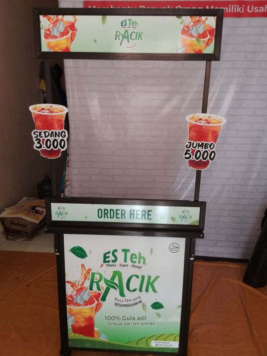 Booth Meja Lipat Gerobak Lipat Es Teh 80x50 Berstiker bahan Aluminium ...