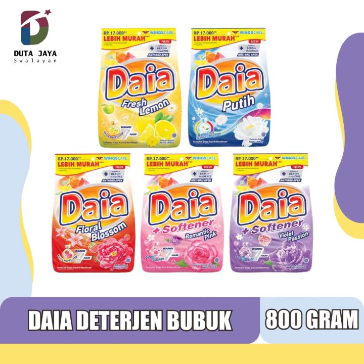 Daia Deterjen Sabun Bubuk Detergen Powder Violet, Romantic Pink, Floral ...