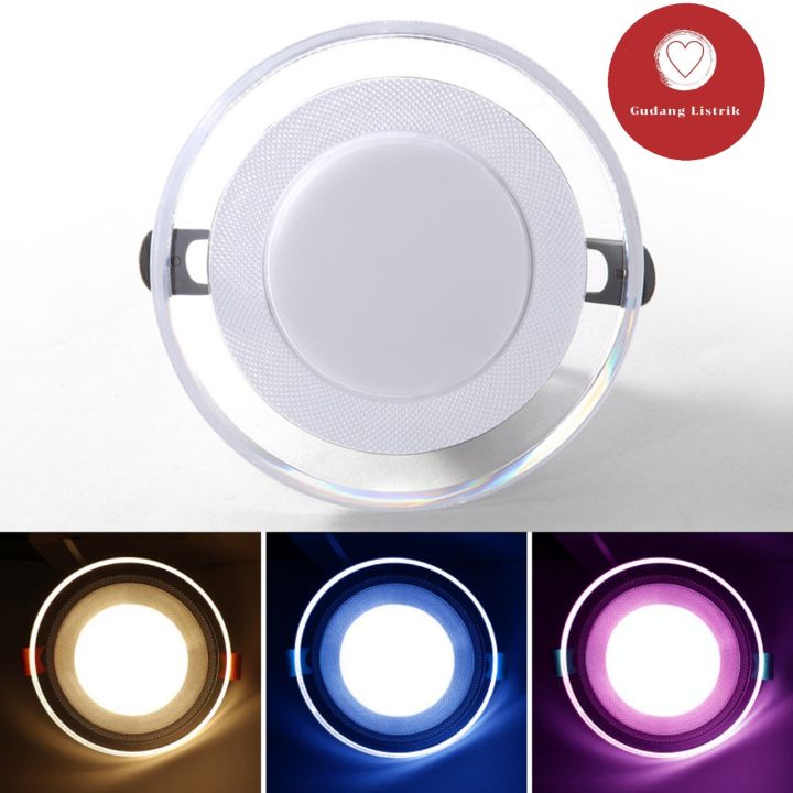 Lampu downlight 6watt 3 warna/pinggir benin / panel led 3 warna / lampu ...