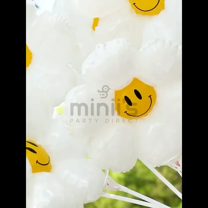 MINIIS INS White Smile Daisy Flower Balloon 10 Set Smiley Sunflower ...