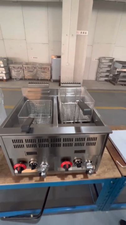Commercial gas deep fryer 72A with thermostatic 28L liters oil 2 tanks ...