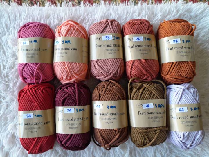 เชือก ถักเส้นใหญ่ Poly Pearl 3mm.100ก.รหัสสี 01-59 สำหรับถักกระเป๋า ...