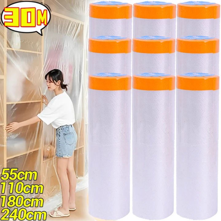 Pre-Taped Masking Films Self-adhesive Cabinet Dust Cover Disposable Cut ...