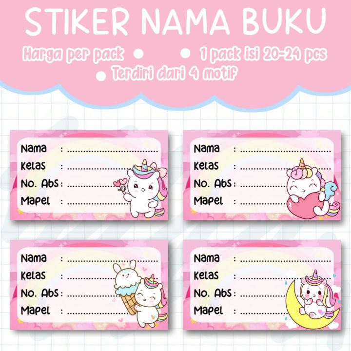 STIKER NAMA BUKU UNICORN ISI 25 | Lazada Indonesia