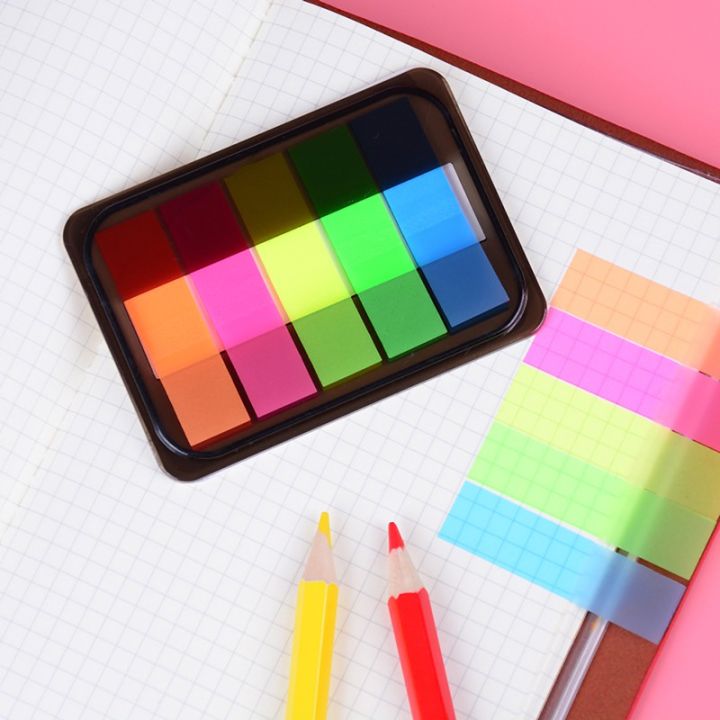 100Pc Fluorescen transparent Sticker Bookmark Marker Memo Flags Tab ...