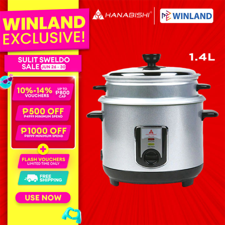 Hanabishi by Winland Rice Cooker 1.4 Liter / 7 cups with Keep Warm ...
