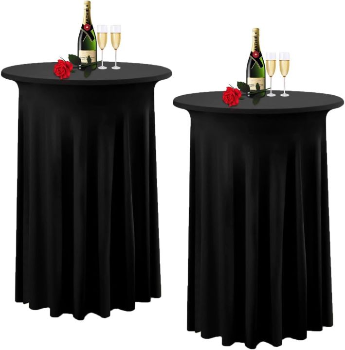 2 Pack Cocktail Table Covers Spandex Stretch Round Cocktail Tablecloths ...