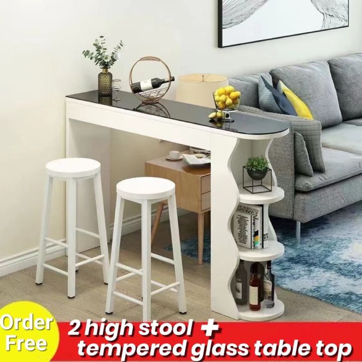 Local seller Bar Table with 2 Chairs Set Including Tempered Glass bar ...