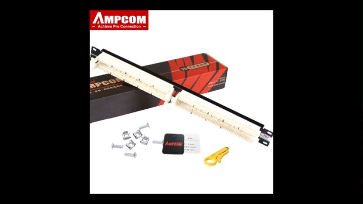 AMPCOM Telephone Patch Panel, 19" Cabinet Rack 100 Pairs Telephone ...