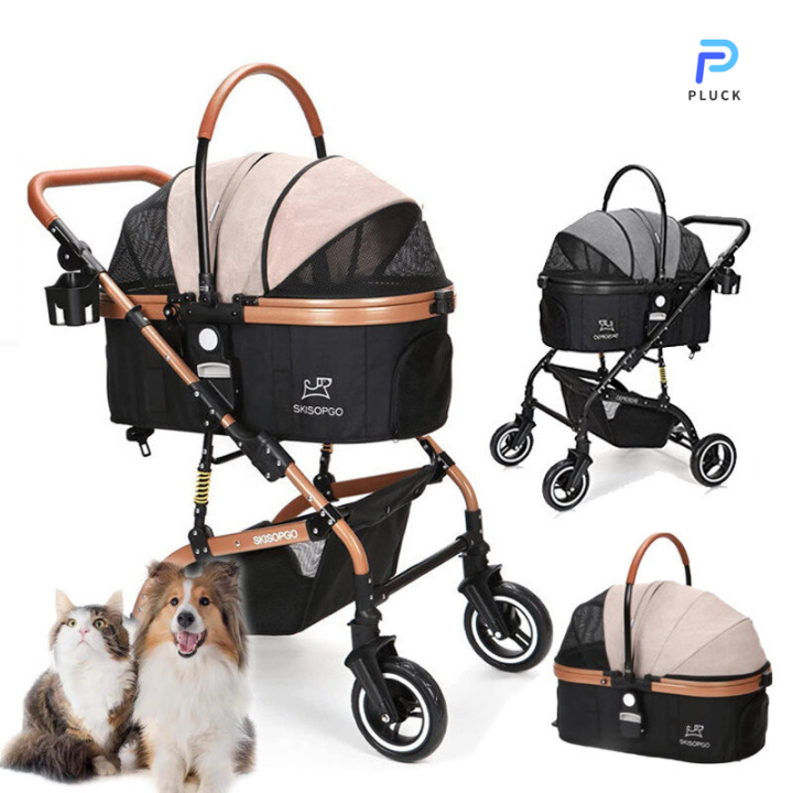 Pluck COD รถเข็นสัตว์เลี้ยง 3-in-1 รถเข็นหมา 4 ล้อ.รถเข็นสุนัขและแมว กระเป๋าในรถแบบแยก รถเข็น ...