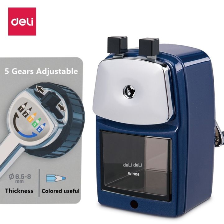 Deli Rotary Pencil Sharpner Adjustable Table Sharpeners Full Metal Construction Office School ...