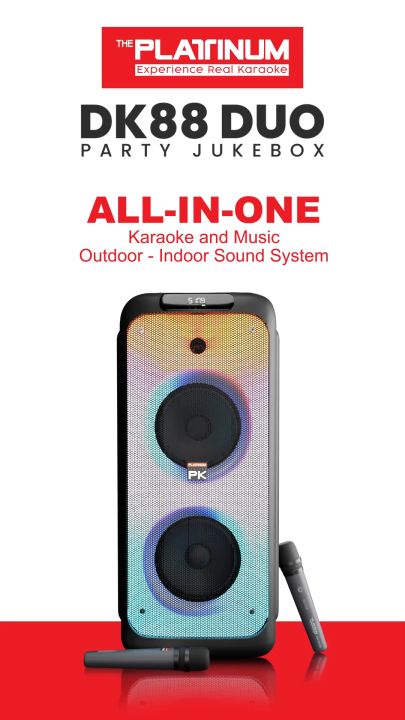Platinum Karaoke DK88 Duo Party Jukebox Bluetooth Speaker w/ Built-in ...