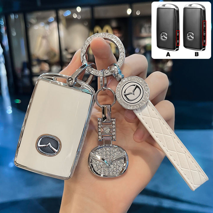 mazda leather keychain mazda car smart key case for Mazda3 cx-3 cx-5 ...