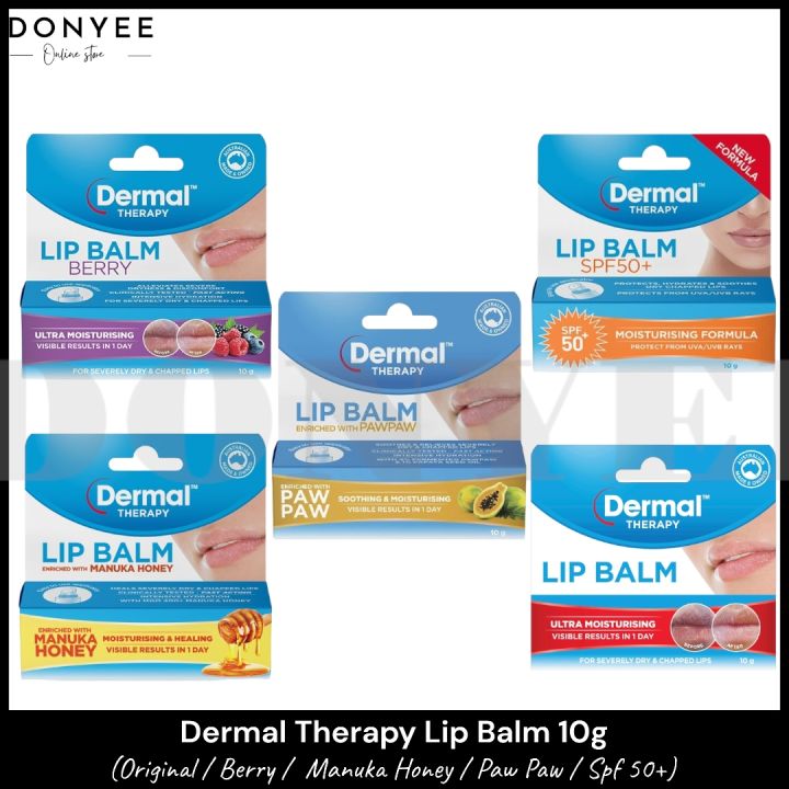 Dermal Therapy Lip Balm 10g (SPF 50+ /Original/ Paw Paw/ Berry/ Manuka ...