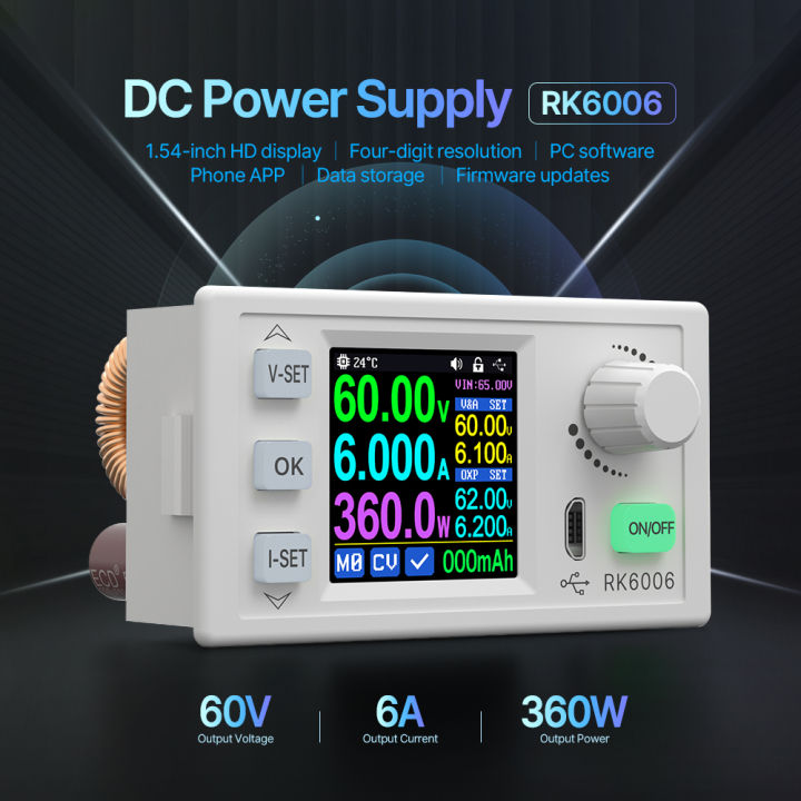 RK6006 RK6006-BT 4 Digit 60V 6A DC to DC Voltage Step down Power Supply ...