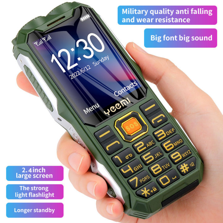 YEEMI Q8 GSM 4G Rugged Phone Big Battery Dual Flashlight 2.4inch HD ...