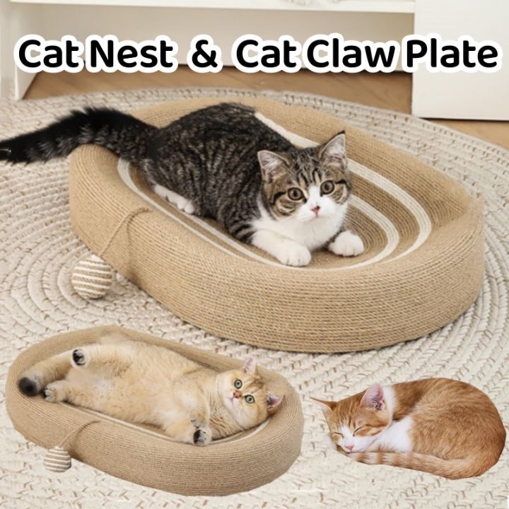 Cat Nest Basin Hemp Rope Sisal Scratching Post Nest Integrated Cat Claw ...