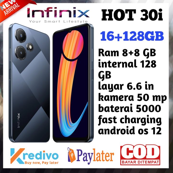 Infinix hot 30i ram 16+128 GB baterai 5000 mah garansi 1 tahun | Lazada Indonesia