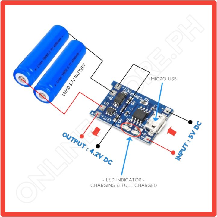 5PCS TP4056 | 5V 1A Lithium Li-ion 18650 3.7V Battery Charging Module ...