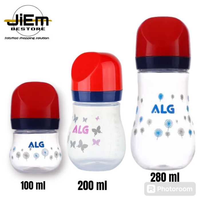 ALG botol susu bayi wide neck 280 ml 200 ml dan 100 ml food grade dan BPA free | Lazada Indonesia