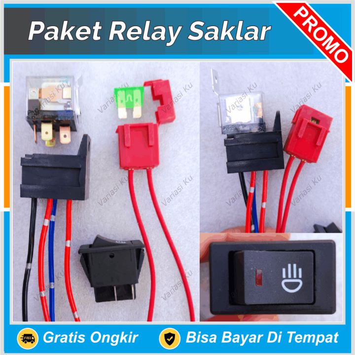 RELAY SET PLUS SAKLAR LAMPU TEMBAK FOGLAMP KABUT MOBIL MOTOR | Lazada ...