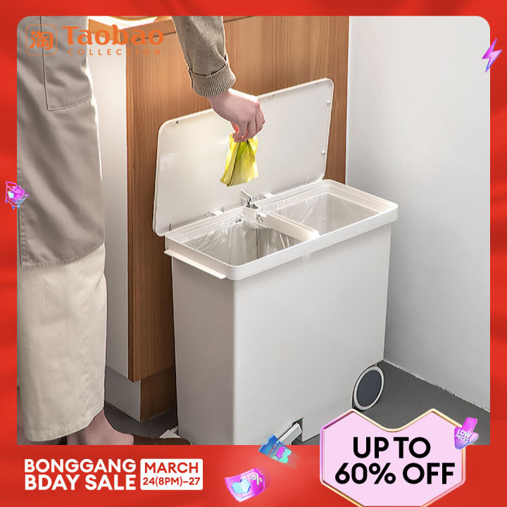 Kitchen Classification Trash Can Dry Wet Separation Double Barrel Trash ...
