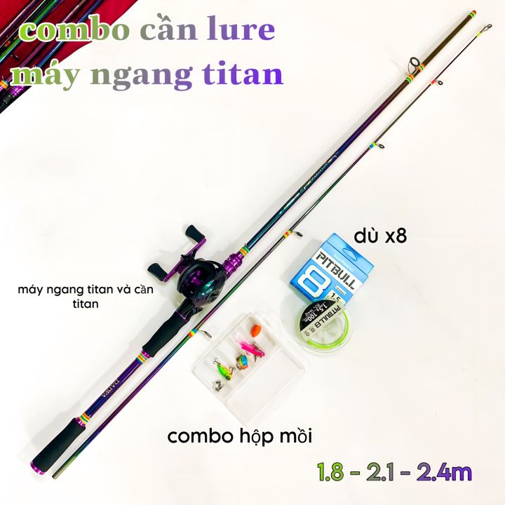 Bộ cần câu lure máy ngang Sasuke máy ngang titan + dù + mồi | Lazada.vn